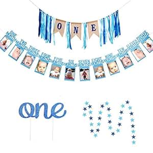 Amazon.com: 1st Birthday Boy Banner, GoodYH Baby Boy First Birthday ...
