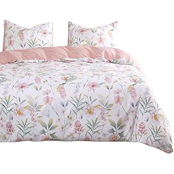 Amazon.com: Wake In Cloud - Floral Comforter Set, Pink Botanical ...