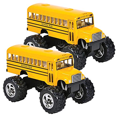 ArtCreativity 5 Inch Pullback School Bus Toy Set - Set of 2 - Includes 2 Yellow School Buses ...