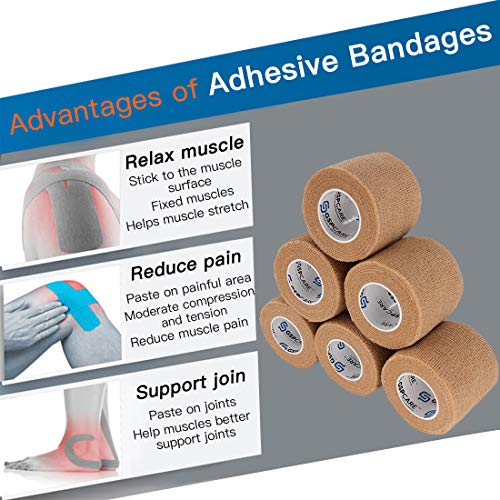 Self Adherent Cohesive Bandages Wrap 24 Count 2" x 5 Yards, Medical ...