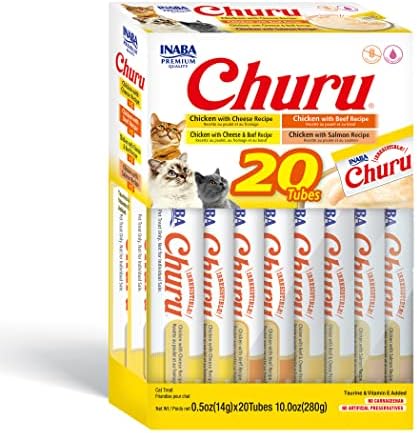 Inaba Churro Mix Flavors of Chicken and Cheese Treat for Cat 14 g, 20 ...