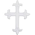 Amazon.com: Small White Fleur De Lis Cross Embroidered Iron on Patch