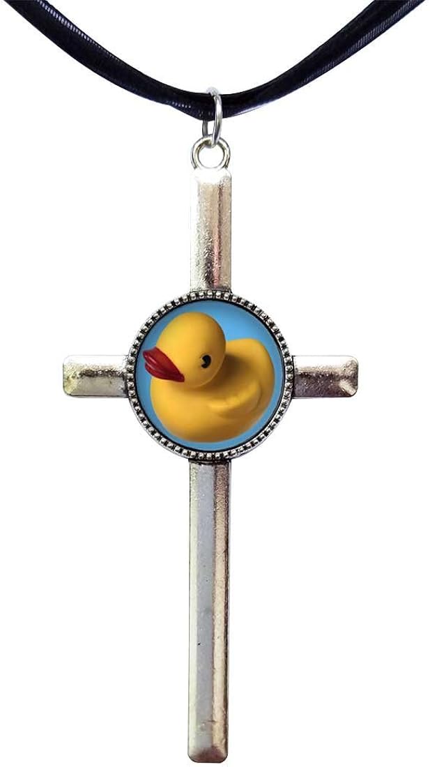 Amazon.com: GiftJewelryShop Yellow Rubber Duck Retro Style Cross ...