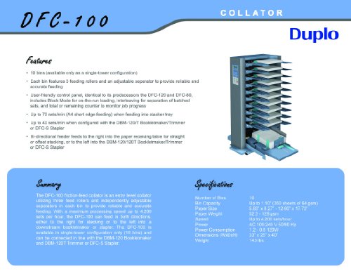 Buy Duplo DFC-100 10 Bin Collator, Individual feed rollers and ...