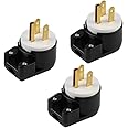 (3xPCS) Right Angle Nema 5-15P 15A 125V AC Plug, [UL CUL] Easy Assembly 90 Degree USA Canada ...