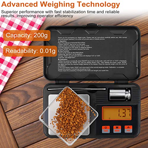 Digital Pocket Scale, 200g/0.01g Mini Weight Scale Electronic Portable Jewelry Food Grams Scale ...