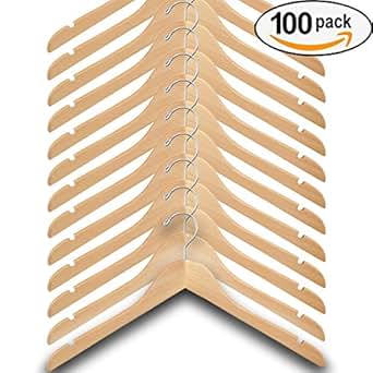 Amazon.com: Wood Hangers (Pack of 100) – Wishbone Wooden Retail Hanger ...