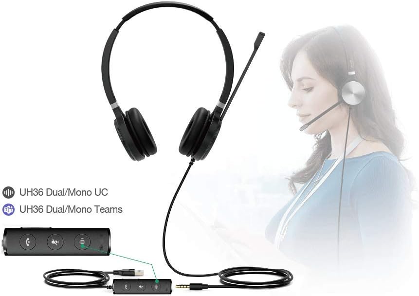 Yealink UH36-DUAL UH36 Dual Wired USB Headset - USB: Amazon.co.uk ...