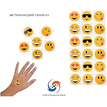 Amazon.com: 288 Temporary Emoji Tattoos (2" Size) Great Party Favor! By ...