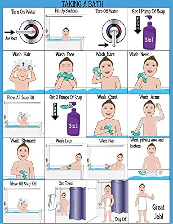 HOM ABA/OT Approved Step-by-Step Laminated 9X12 Bath Chart for Kids ...