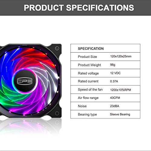 CP3 120mm Computer Fan 3-Pin Fixed Color Low Noise led case Fan High ...