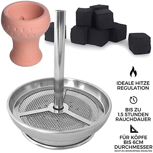 Premium Shisha Kaminaufsatz BLOCKARD aus Edelstahl [für Köpfe bis 6cm ...