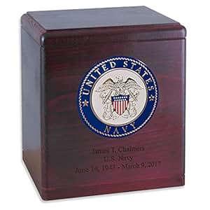 Amazon.com: Rosewood Wooden Military Cremation Urn for the Navy Veteran ...