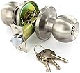 Satin Stainless Steel Door Knob Set - Entrance (Key Locking): Amazon.co ...