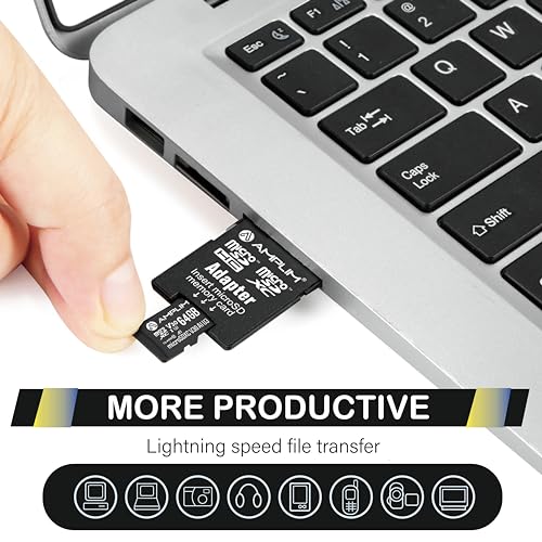 Amplim Micro SD Card 64GB, 2 Pack Extreme High Speed MicroSD Memory Plus Adapter, MicroSDXC U3 ...