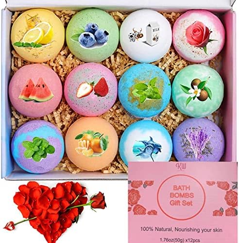 12 Pcs Bath Bomb Gift Set, Natural Organic Bath Bombs, Handmade with ...