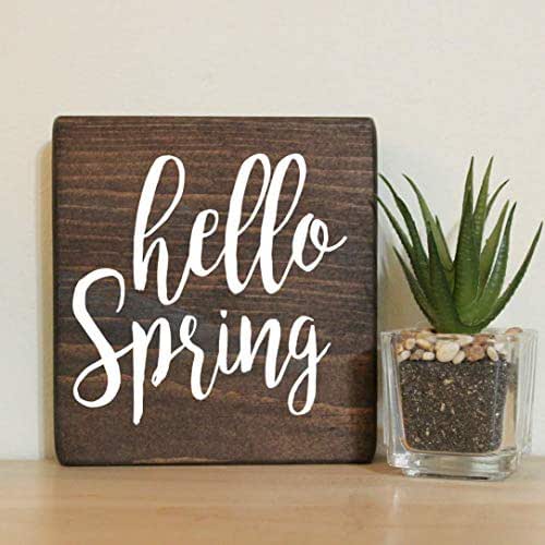 Amazon.com: Hello Spring Small Rustic Wooden Sign 5"X5": Handmade