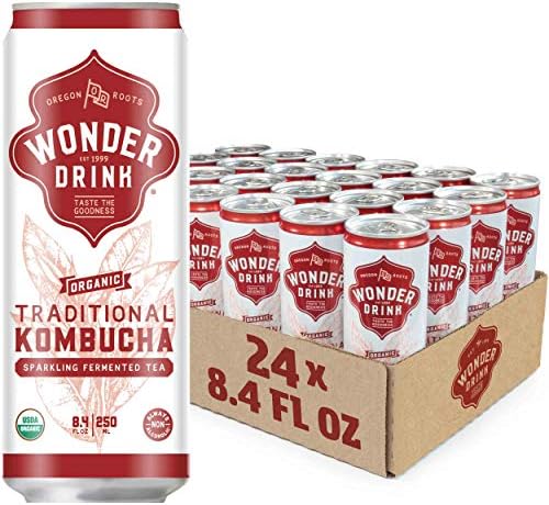 Wonder Drink Kombucha, Organic Traditional Sparkling Fermented Tea, 8 ...
