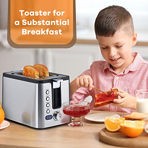 Mecity Toaster 2 Slice Stainless Steel Toaster Countdown Timer, Bagel ...