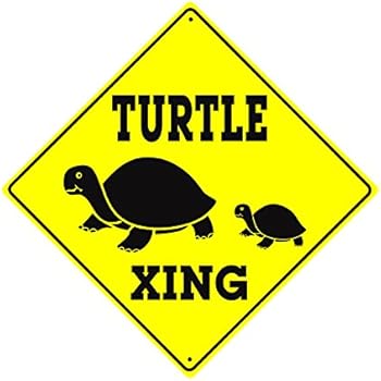 Amazon.com : Turtle Crossing Xing Metal Tin Funny Road Sign : Yard ...