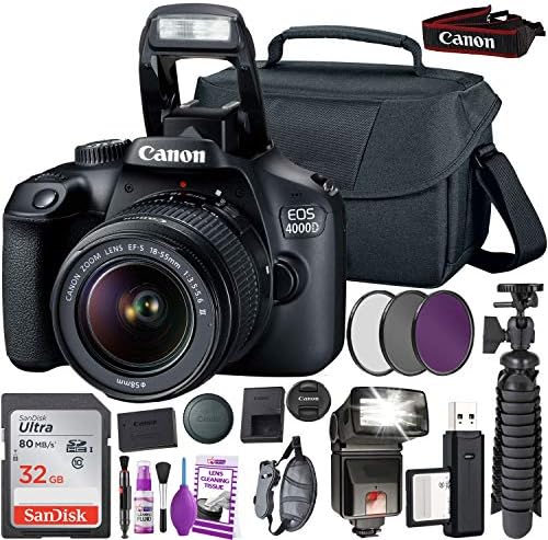 Canon EOS 4000D DSLR Camera and EF-S 18-55 mm f/3.5-5.6 Lens ...