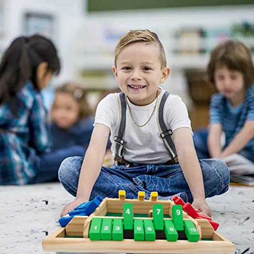 Wooden Shut The Box Dice Game,4 Sided Colourful Wooden Board Game(1-4 ...