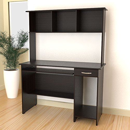 Inval CC-2501S Computer Workcenter with Hutch, Espresso-Wengue