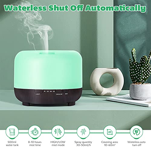 Essential Oil Diffuser, RENWER 500ml Remote Control Diffusers for ...