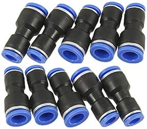 10 Piezas Conexiones rapidas de 8 mm a 10 mm Conectores rectos de un solo toque Tubo neumatico ...