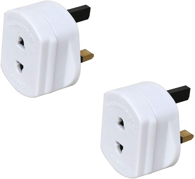 2 Pin to 3 Pin Electric Shaver Plug White Adaptor For: Amazon.co.uk ...