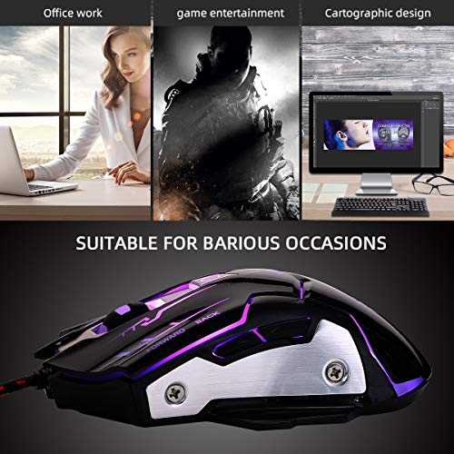 USB Computer Mouse Wired, Light Up Mouse for Laptop with RGB 7 Colors ...