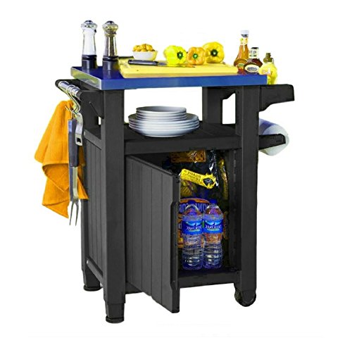 Outdoor BBQ Prep Table Stainless Steel Top Grill Prep Mobile Cooking ...