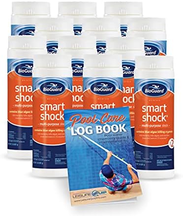 12 Pack BioGuard Smart Shock 2lb with Swimming Pool Care Log Book (2lb ...