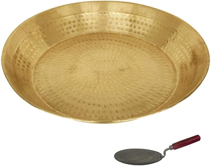 Buy NPCPL Beautiful Brass Platter, Heavy Traditional Pital Parat, Large ...