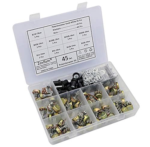 Potentiometer Kit 1K 5K 10K 20K 50K 100K 250K 500K 1M Ohm Knurled Shaft ...