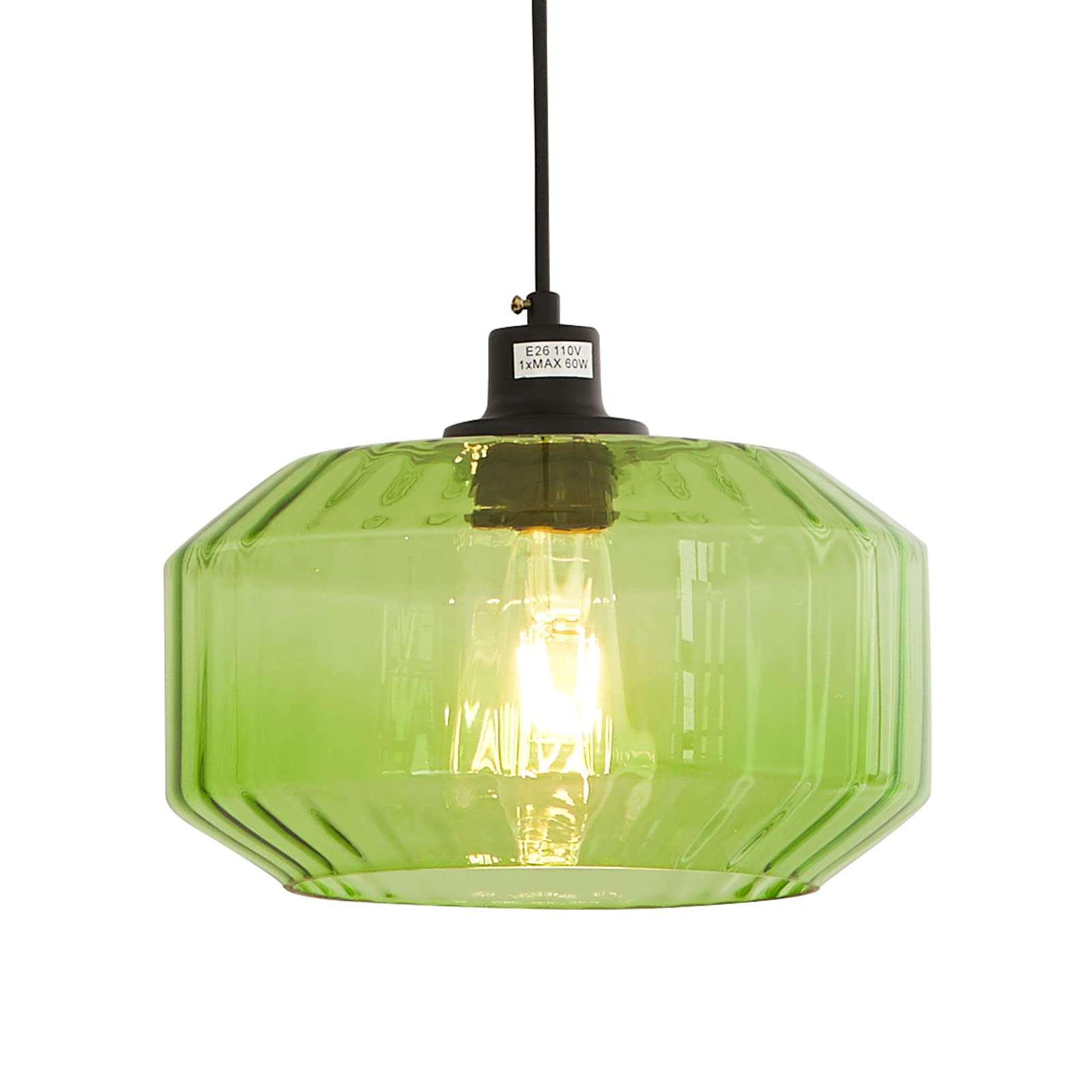 Tsiwgy Modern Green Glass Pendant Light, 1-Light Glass Dome Shade ...