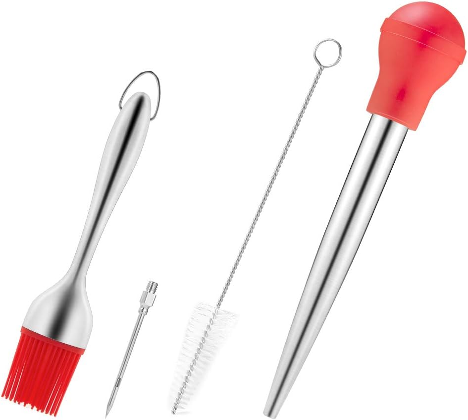 SHEANAON 304 Stainless Steel Turkey Baster Syringe Injector with ...