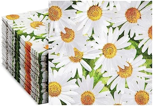 Juvale 100 Pack White Daisy Afternoon Tea Napkins, Paper Serviettes, 16 ...