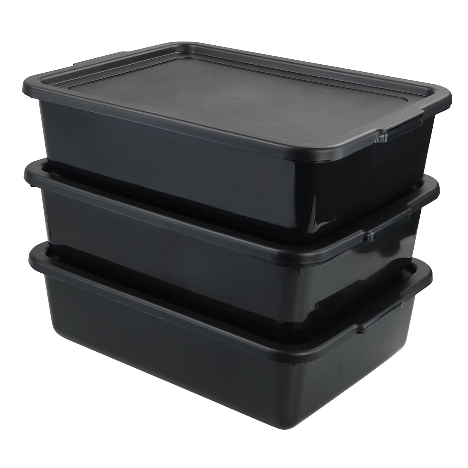 Tyminin Pack of 3 Food Service Bus/Utility Tote Box with Lid, Plastic ...