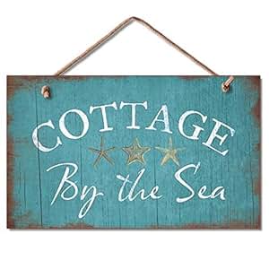 Amazon.com: Decorative Signs with Sayings Cottage By The Sea Coastal ...