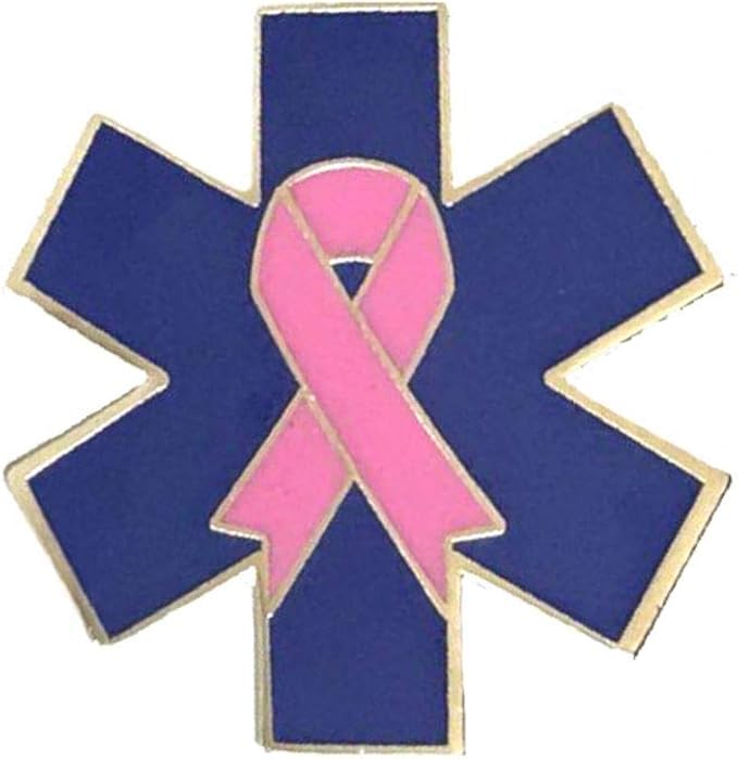 911 Market Star of Life Pink Ribbon Lapel Pin Cancer Survivor Paramedic ...
