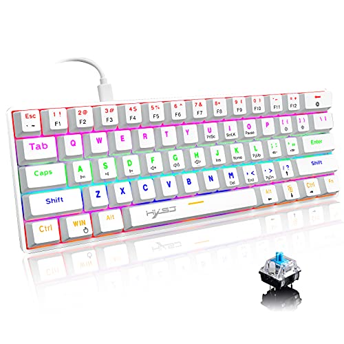 Compact Mechanical Gaming Keyboard Mini Portable with Ergonomic 61 Key ...