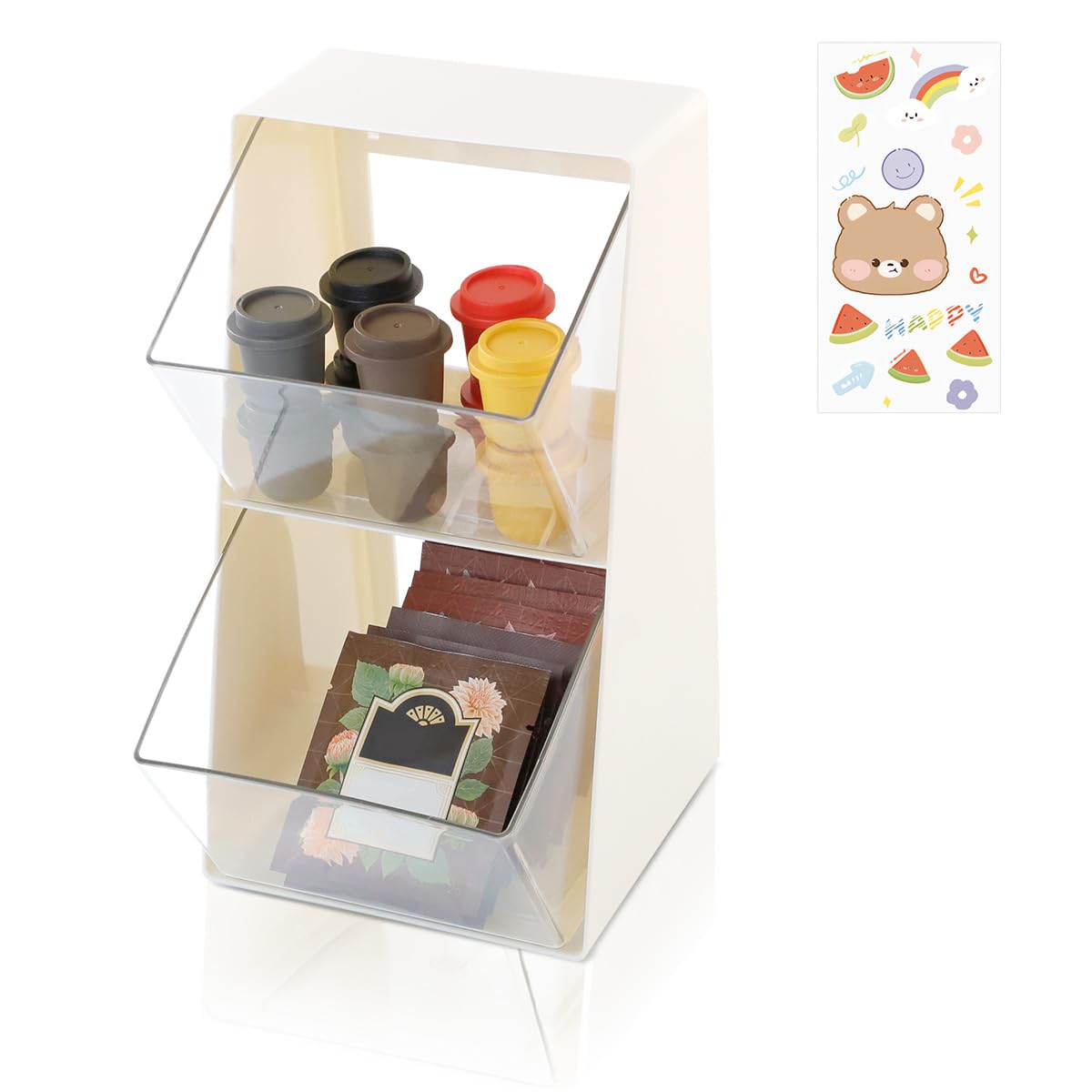 Plastic Tea Bag Organizer with 2 Open Drawers, Tea Packet Storage with ...