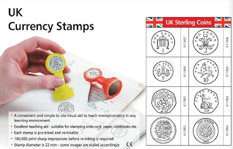 Teachers Stamp UK Currency Complete Set of 8 Coin Stamps: Amazon.co.uk ...