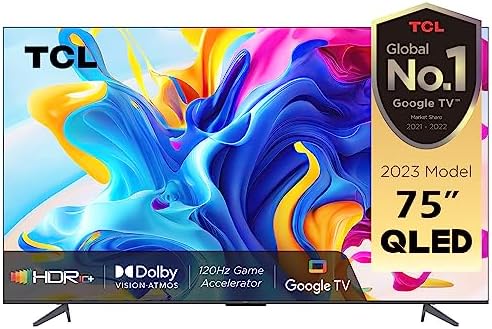 TCL 75 Inch TV QLED 4K UHD MEMC Processor 60HZ Google TV HDMI 2.1 Game Mode @15ms - 75C645 (2023 ...