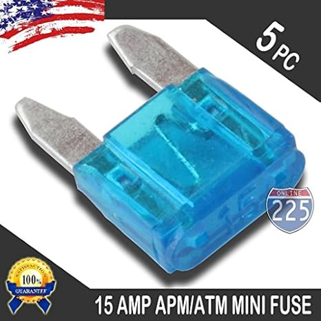 Amazon.com: 5 Pack 15 AMP APM/ATM 32V Mini Blade Style Fuses 15A Short ...