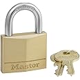 Master Lock 140D Solid Brass Keyed Different Padlock with 1-9/16-Inch Wide Body, 7/8-Inch ...