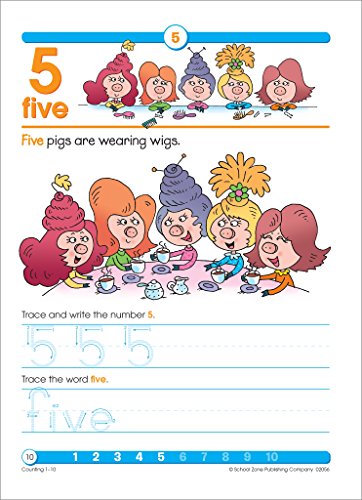 School Zone - Counting 1-10 Workbook - 32 Pages, Ages 3 to 5, Preschool ...