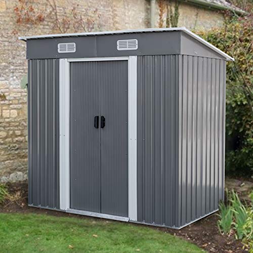 BAHOM Metal Sheds Outdoor Storage with Floor Base, 3.5X6 FT Horizontal ...