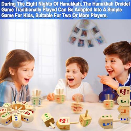 AMENON 30 Pack Hanukkah Dreidel Game, Wooden Chanukah Dreidel Bulk ...
